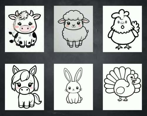 Kawaii Farm Animals Coloring Book (Adorable & Educational for Young ...