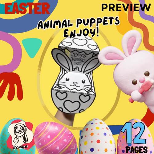 Easter Egg Animal Puppets Craft–Fun&Easy | Coloring, Activity ...