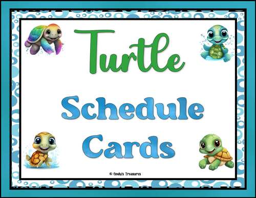 Turtle Schedule Cards *Editable* by Cindy's Treasures | TPT