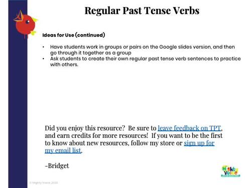 Regular Past Tense Verbs Grammar Activity Practice for Speech Therapy & ESL