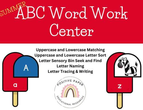 SUMMER Learning Letters Word Work Center | TPT