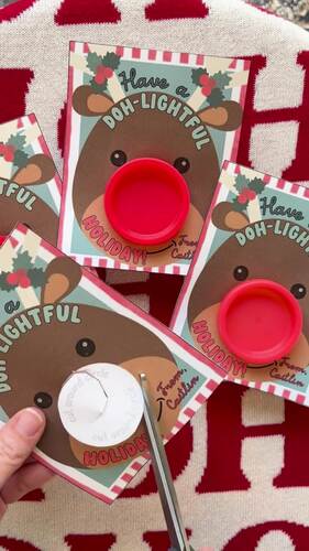 Rudolph Play-Doh Card | Canva Template Christmas Party Favor | Student ...