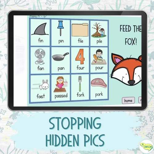Stopping Minimal Pairs Boom Cards™ Hidden Pictures F & P, S & T, CH & T ...