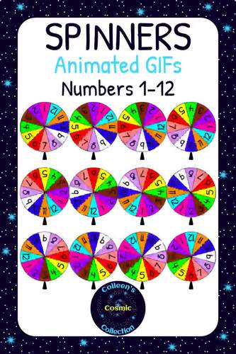 Animated GIF Spinners Clipart – Numbers 1-12 by Colleen's Cosmic Collection