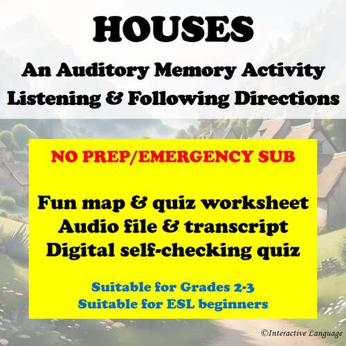 Houses | ESL Listening Comprehension Passages | Auditory Memory Worksheet