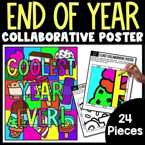 End of Year Coloring Page Collaborative Poster Summer Bulletin Board
