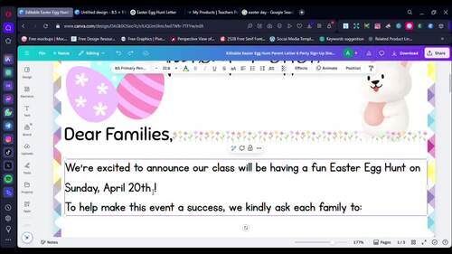 Editable Easter Egg Hunt Parent Letter & Party Sign-Up Sheet| Classroom ...