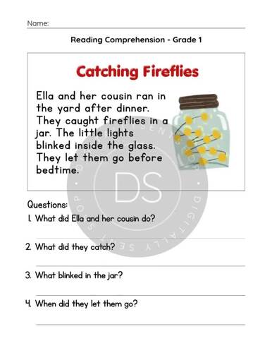 Reading Comprehension Grade 1 - 2 Worksheets Set 2 | 25 Short Stories ...
