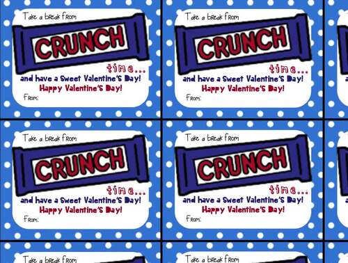 Crunch Chocolate Valentine's Day Gift Tag- Take a break from Crunch ...