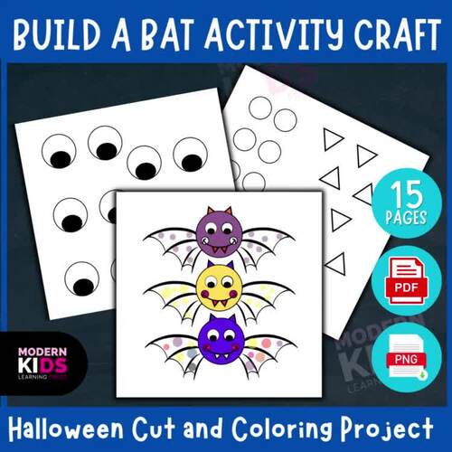 Build a Bat Activity Craft - Halloween Cut and Coloring Project | TPT