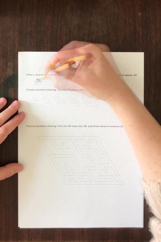 Draw a 3D maze! Isometric Drawing Lesson - with video by DesignEduArt
