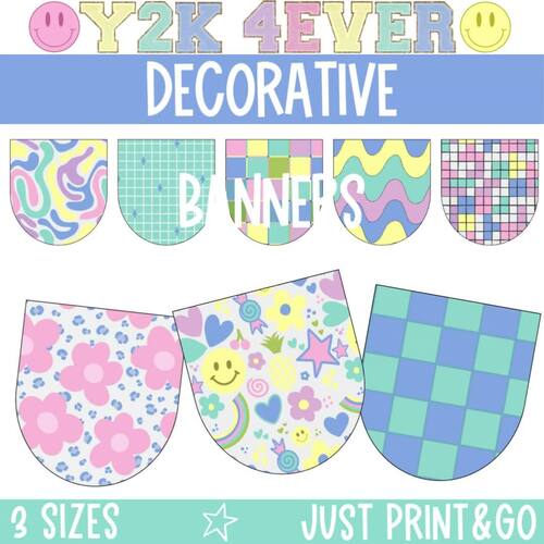 Retro Groovy Bulletin Board Bunting Banners / Retro Y2K Decorative Banners