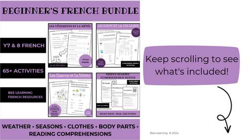 Beginner French Bundle | Seasons, Weather, Clothes, Body & Reading ...