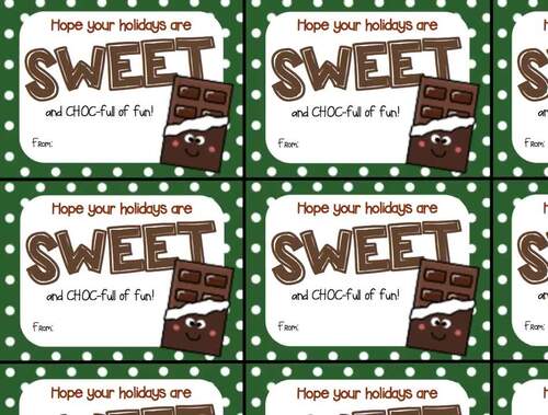 Hershey's Chocolate Bar Christmas/Winter Holiday Gift Tag-Hope your ...