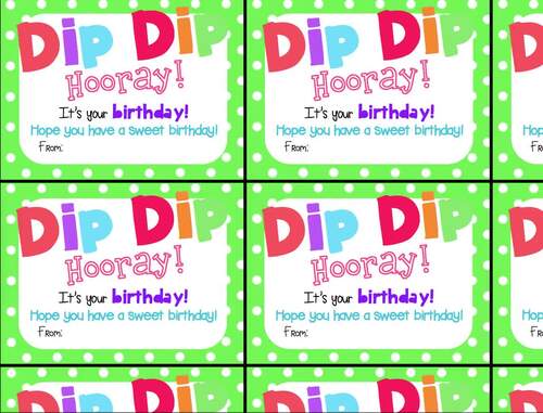 Fun Dip/ Dip Mixes Birthday Gift Tag- Dip Dip Hooray! It's your birthday!