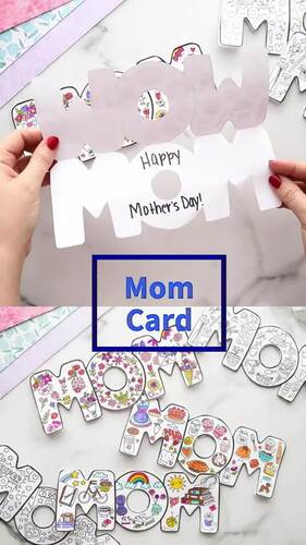 Mother's Day Craft Card Word Coloring page Doodle Activity Spring Back ...