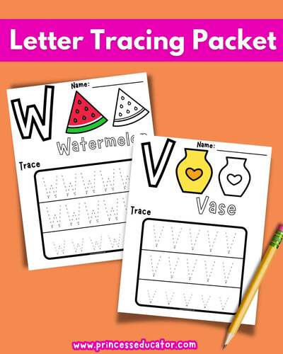 Letter Tracing Packet For Preschool/Childcare Centers/Pre-K/Kindergarten