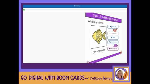 Boom™ Cards with audio: Can a...? Understanding Statements by Katrina Bevan