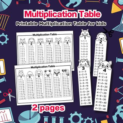 Printable Animal Multiplication Table Coloring Sheet for Kids, Math ...