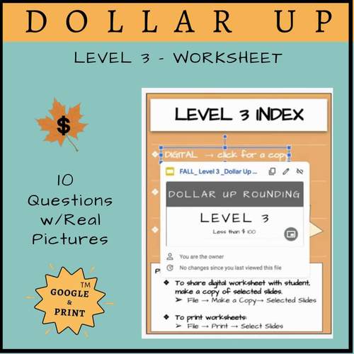 DOLLAR UP Level 3 | Money Math | Digital & Printable Worksheets
