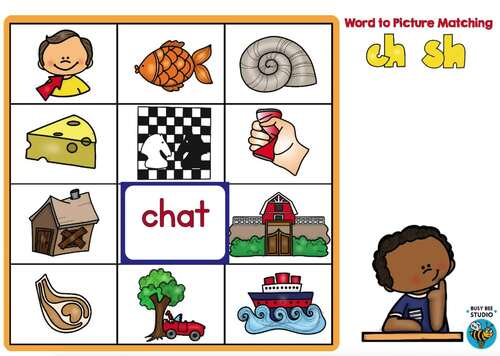 CH SH Words Digraphs Word to Picture Matching Boom Cards Game | TPT