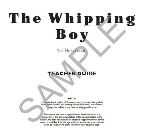 The Whipping Boy Novel Units® Teacher Guide Novel Study | TPT