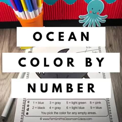 Ocean Color By Number Addition Subtraction Multiplication & Division Bundle