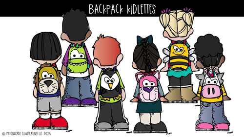 Backpack Kidlettes clip art # 2, School clip art Mini by Melonheadz Clipart