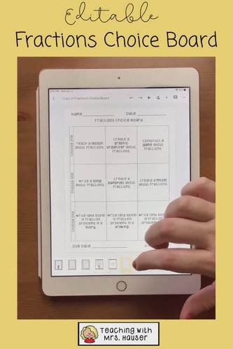Fractions Choice Board | Distance Learning by Mrs Hauser | TpT
