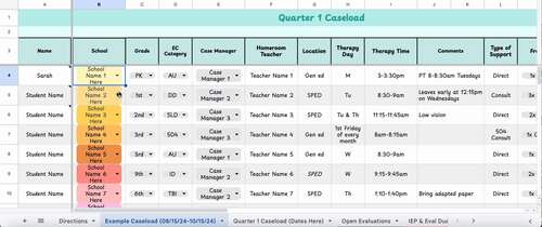 Caseload Manager Organizer Track Progress Monitor Occupational Therapy ...