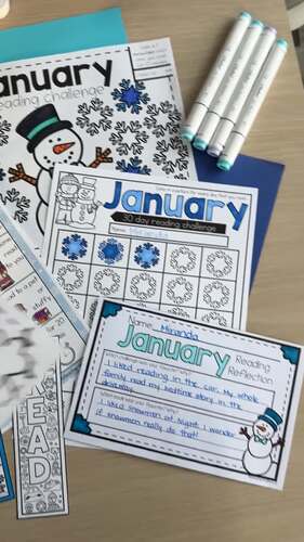 January Reading Bingo Challenge Winter Reading Logs Bookmarks Fun Bundle