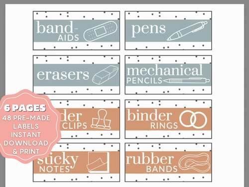 Neutral Calming Labels for Drawer Storage | 24-Drawer Plastic Storage ...