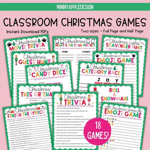 Christmas Classroom Game Bundle - 18 Classroom Games by MinnyAppleDesign