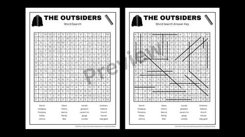 Crossword Puzzle and Word Search for The Outsiders by So Novel | TPT