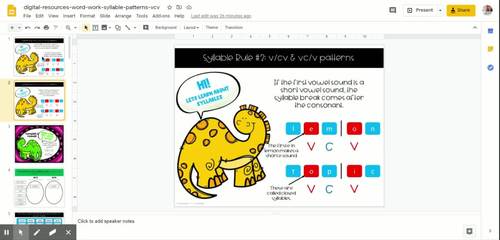 Digital Word Work: Syllable Types- V/CV & VC/V by SkatingThroughLiteracy
