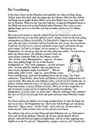 Deutsch/German: Fairy tale "Froschkönig"/printables, text by Blattwerk