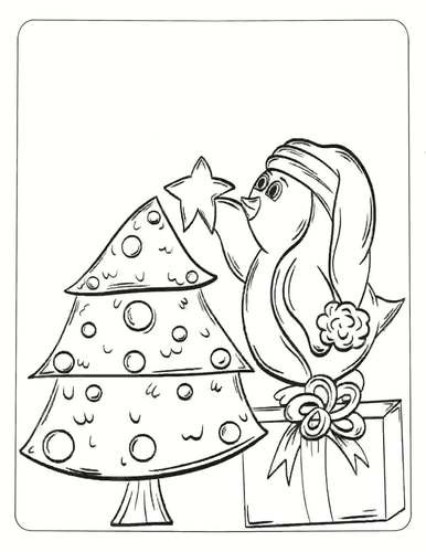 Penguin Christmas coloring pages by Aerial Gorsha | TpT