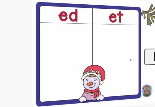 CVC WORD FAMILIES SHORT VOWEL E SORT PHONICS WINTER THEMED BOOM CARDS GAME