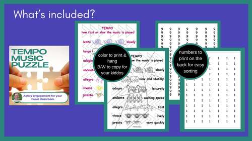 Tempo Music Class Activity Puzzle by Olivia Hartlaub | TPT
