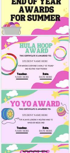 EDITABLE End of Year Awards for Summer by Kindergarten Kitties | TPT