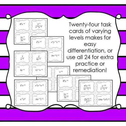 Exponent Rules Bundle for Negative Exponents by Melaine Crowder | TPT