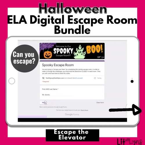 ELA Halloween Digital Escape Room Bundle - Reading Comprehension Activities