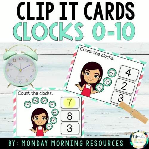 Back to School Clock 0-10 Math Clip It Cards - Foundation/Kindergarten