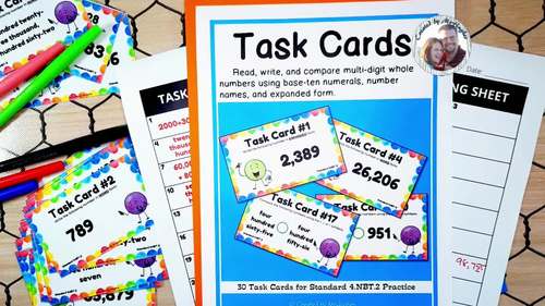 Read, Write, and Compare Whole Numbers to One Million | Task Cards 4.NBT.2