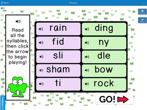 St. Patrick's Day Syllable Match Word Building Boom Cards with Hidden ...