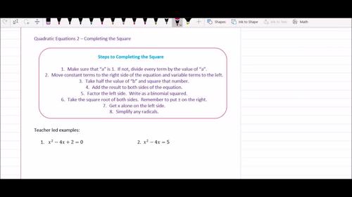 Quadratic Equations 2 - Completing the Square (lesson video) | TPT