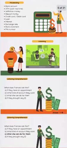 At the Bank A2-B1 by Lesson Plans Teachers | TPT