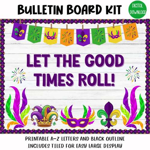 Mardi Gras Bulletin Board Kit | Let the Good Times Roll Classroom Decor