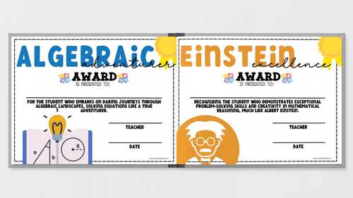 Editable Math End of the Year Awards Classroom Certificate Theme