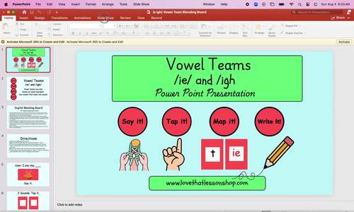 Phonics & Reading, Vowel Teams /ie/ & /igh/, PPTX, Long i Blending Board